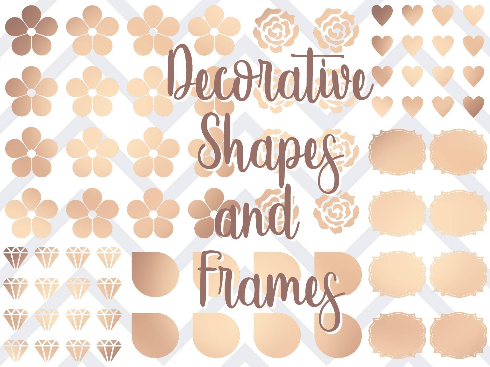 Rose Gold Digital Planner Stickers Rose Gold Clipart Blank - Etsy