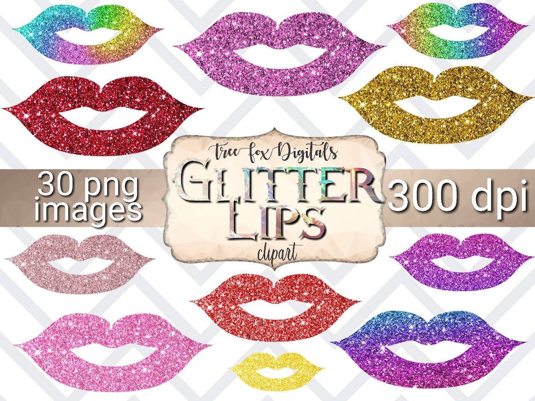 Glitter Lips Clipart, Lips Digital Stickers, Sparkly Lips Clipart ...