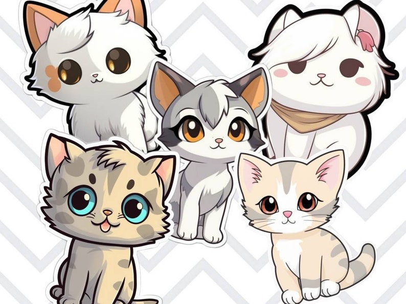 Cute Kittens Digital Stickers Goodnotes Chibi Kittens Clipart - Etsy