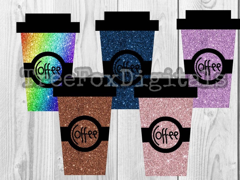 Glitter Coffee Cups Clipart Coffee Clip Art Glitter Coffee | Etsy