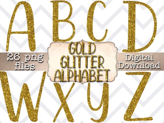 Digital Download Gold Glitter Alphabet Clipart Gold Glitter - Etsy