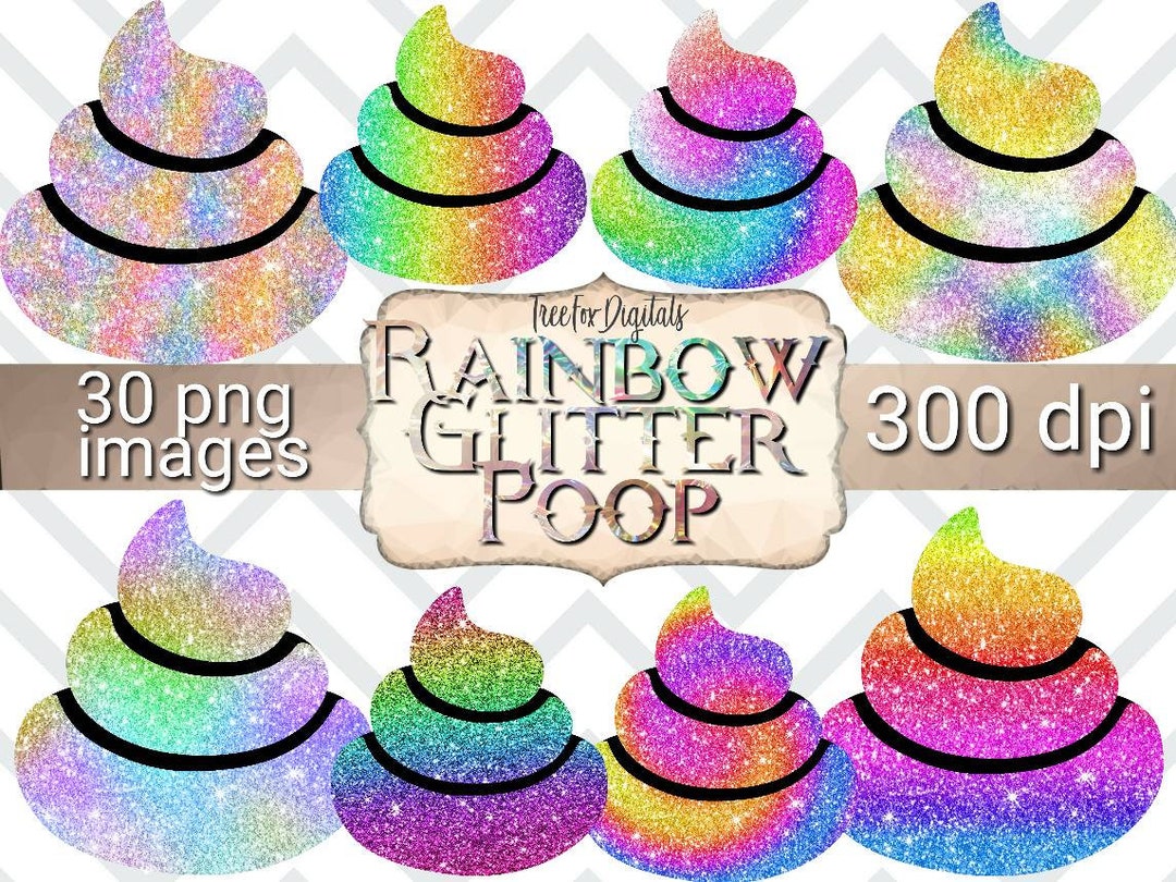Rainbow Glitter Poop Clipart, Rainbow Glitter Poop Digital Stickers ...