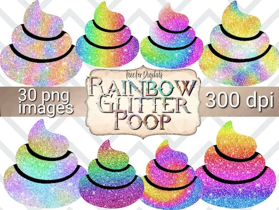 Rainbow Glitter Poop Clipart Rainbow Glitter Poop Digital - Etsy