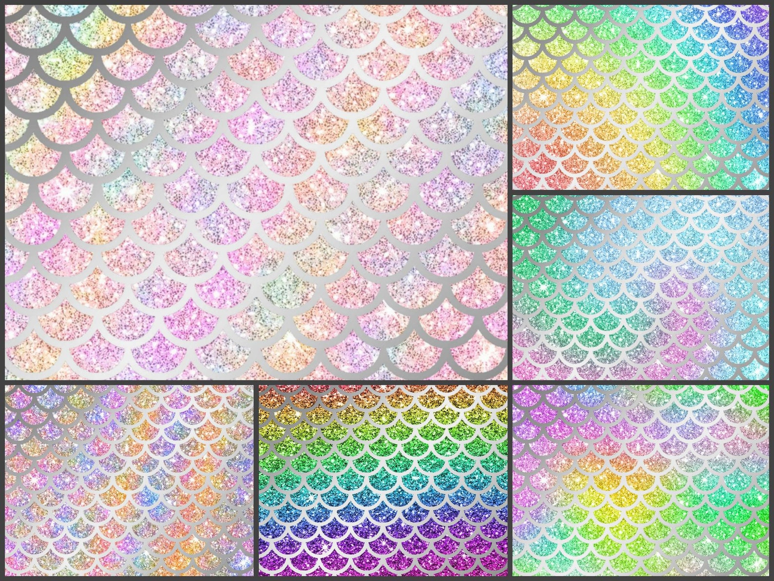 Mermaid Scale Digital Paper Rainbow Glitter Mermaid Scales - Etsy