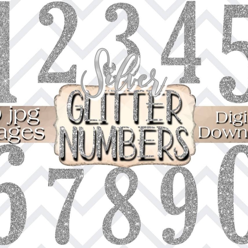 Sparkly Silver Numbers - Etsy