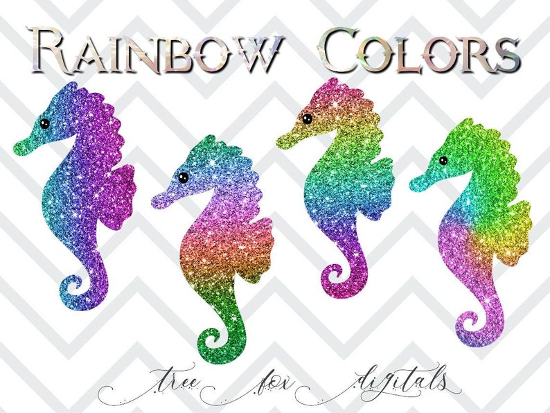 Digital download Glitter Seahorses clipart seahorse digital | Etsy