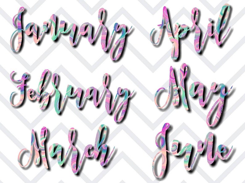 Digital Planner Stickers Months Days Paint Swirl Goodnotes | Etsy