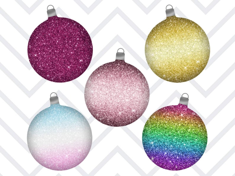 Glitter Christmas Ornaments Clipart Glitter Christmas - Etsy