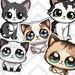 Cute Kittens Digital Stickers Goodnotes, Chibi Kittens Clipart Bundle ...