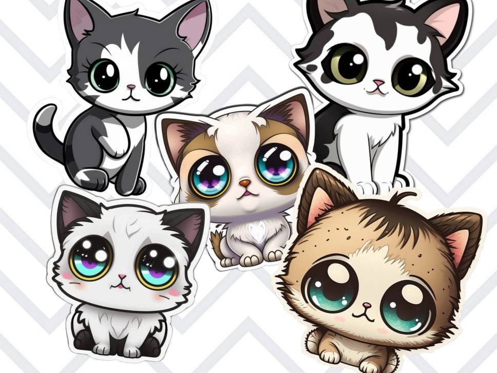 Cute Kittens Digital Stickers Goodnotes Chibi Kittens Clipart - Etsy