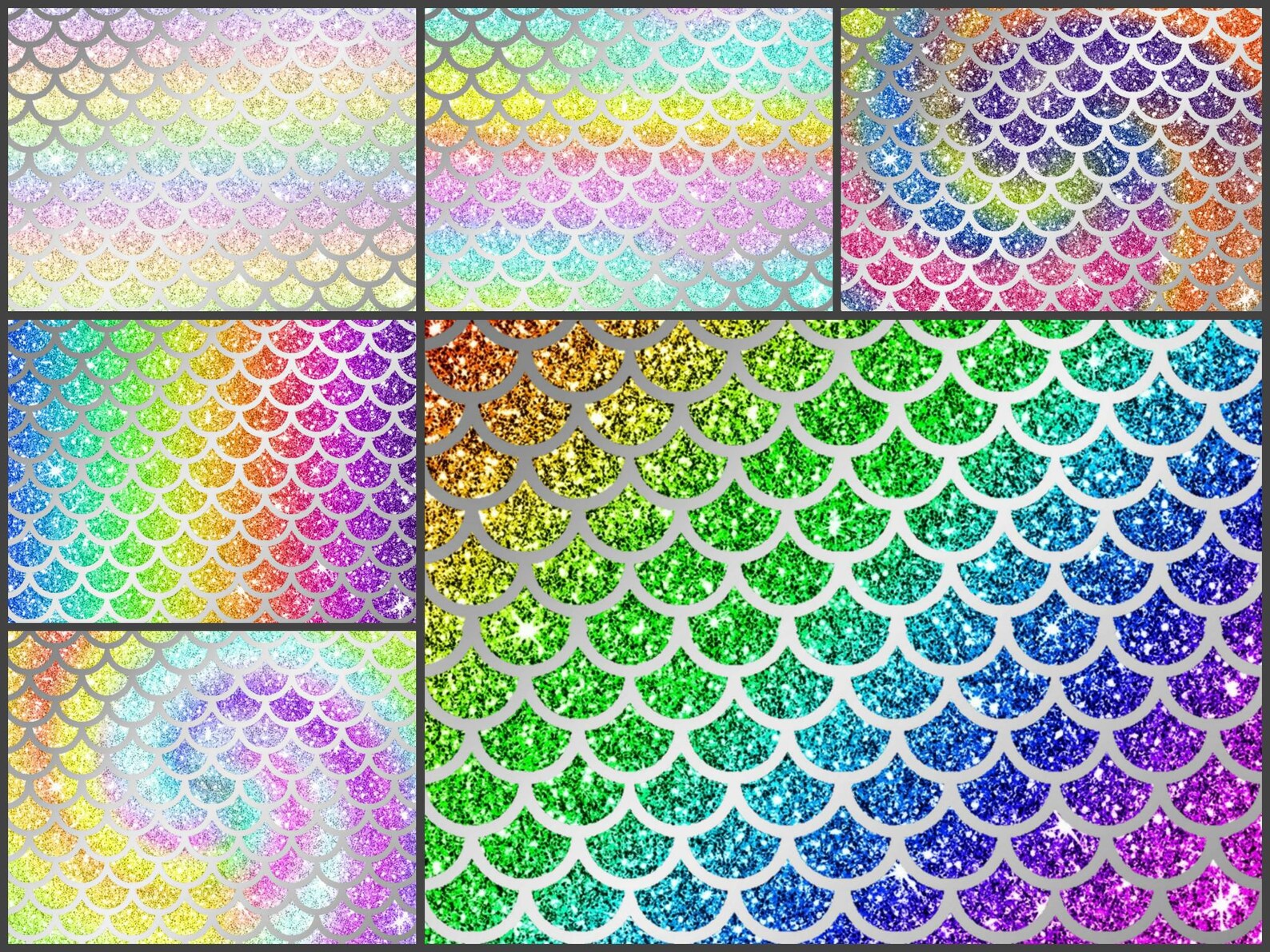 Mermaid Scale Digital Paper Rainbow Glitter Mermaid Scales - Etsy