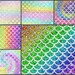 Mermaid Scale Digital Paper, Rainbow Glitter Mermaid Scales Digital ...