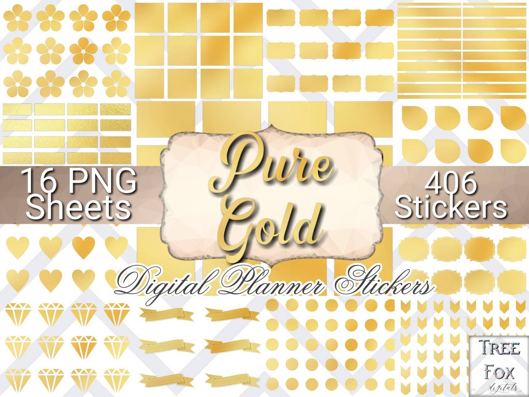 Pure Gold Digital Planner Stickers, Gold Digital Stickers for Digital ...
