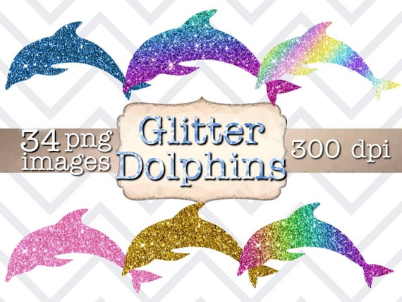 Glitter Dolphins Clipart Digital Stickers Dolphins Glitter - Etsy