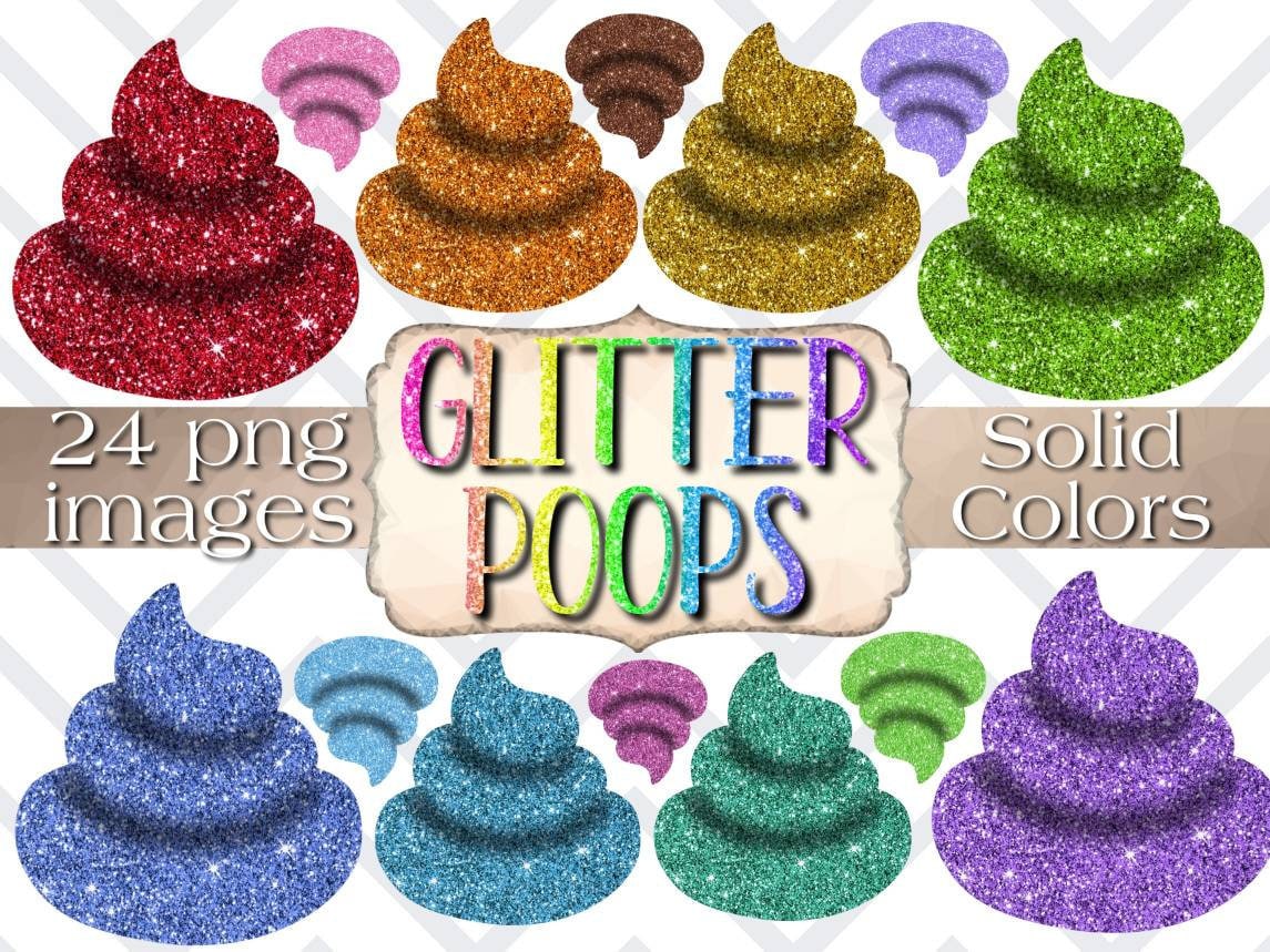 Glitter Poop Clipart Digital Stickers Glitter Poop Solid - Etsy