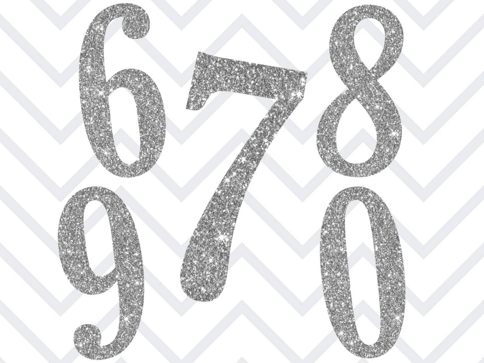 Digital Download Silver Glitter Numbers Clipart Digital - Etsy
