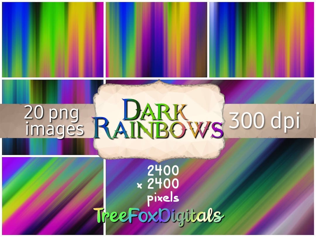 Dark Rainbows Digital Paper Pack, Goth Rainbow Background, Abstract ...