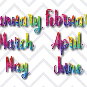 Digital Stickers Rainbow Months Days, Rainbow Swirl Planner Stickers ...