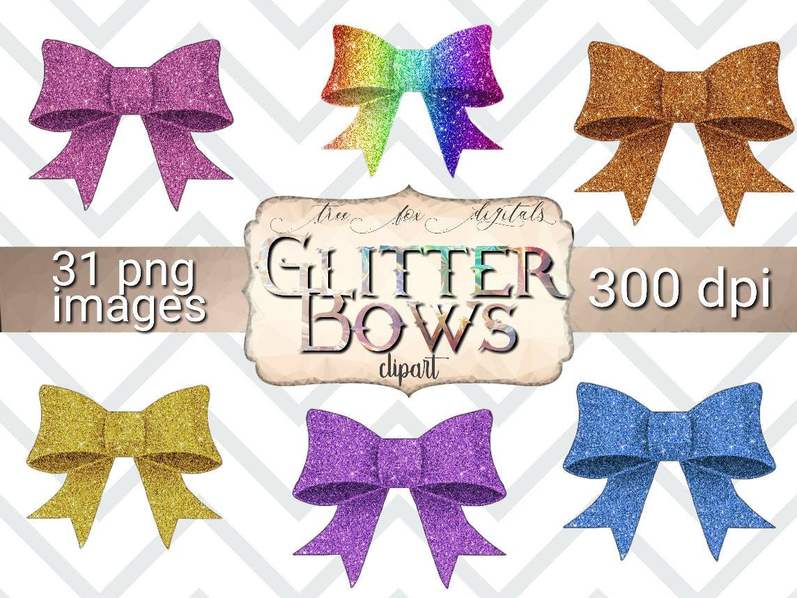 Glitter Bows Clip Art Bows Digital Stickers for Goodnotes - Etsy