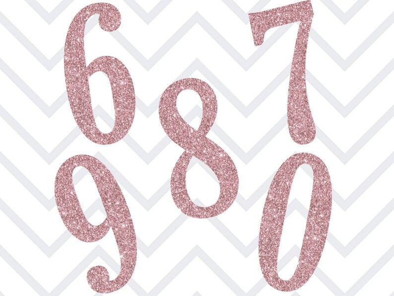 Rose Gold Glitter Numbers, Glitter Number Clipart, Glitter Number ...