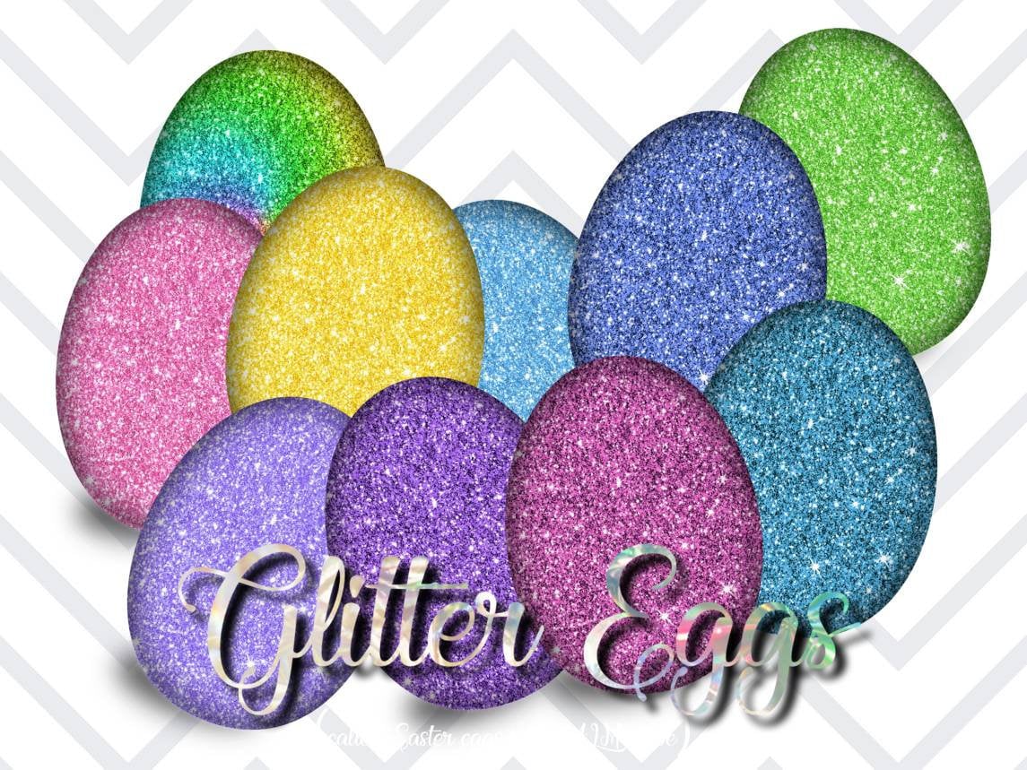 Easter Egg Clipart Bundle, Easter Eggs Clip Art, Glitter Easter Eggs ...