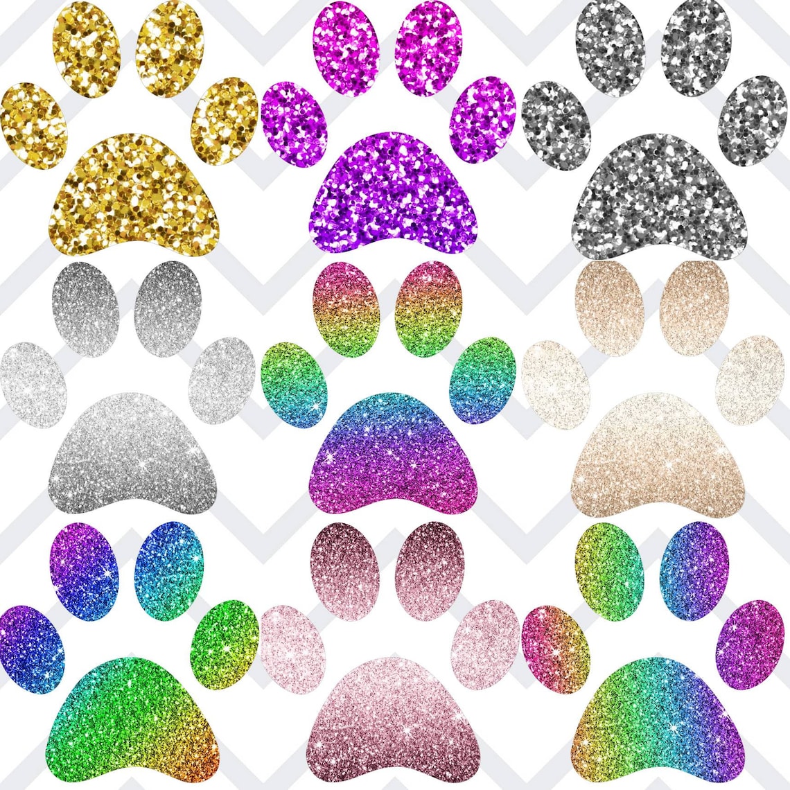 Glitter Pawprint Clipart, Glitter Pawprint Digital Stickers, Goodnotes ...