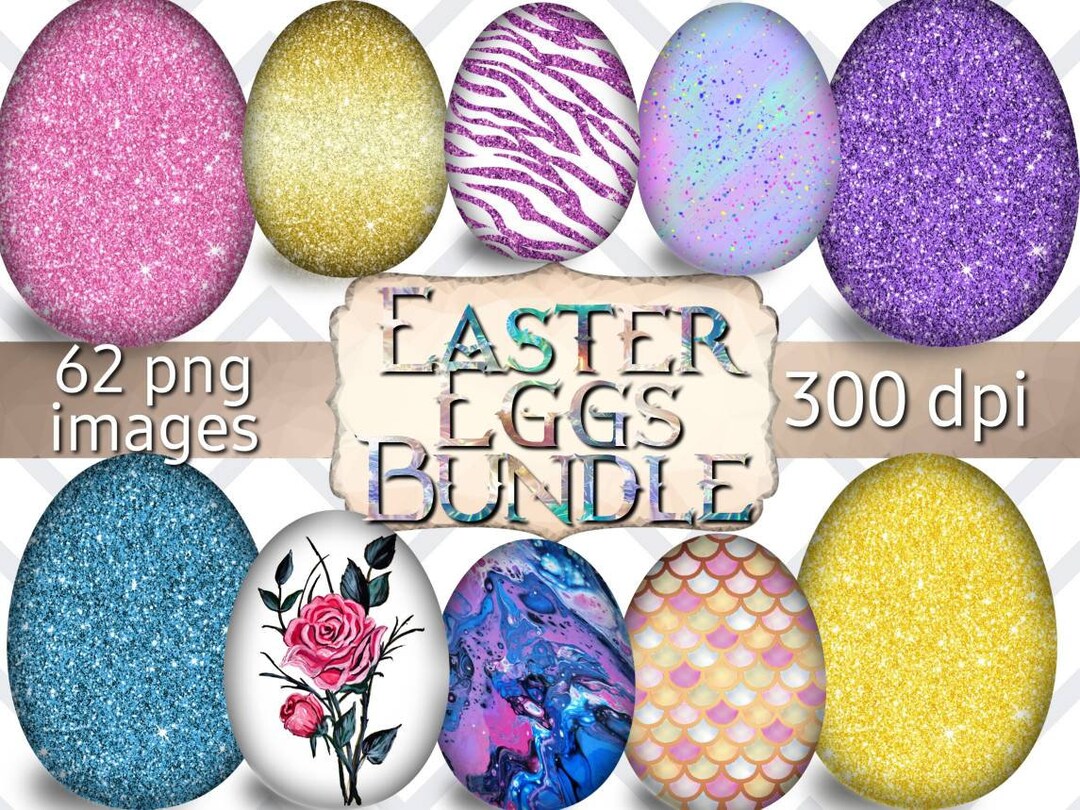 Easter Egg Clipart Bundle, Easter Eggs Clip Art, Glitter Easter Eggs ...