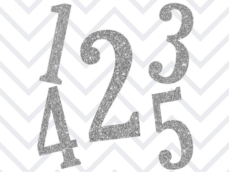 Digital Download Silver Glitter Numbers Clipart Digital - Etsy