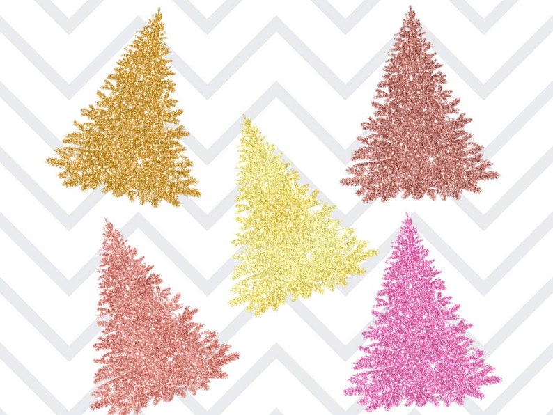 Glitter christmas trees clipart 30 png images digital | Etsy