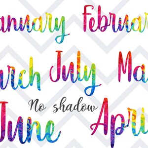 Digital Stickers Rainbow Months Days, Rainbow Swirl Planner Stickers ...
