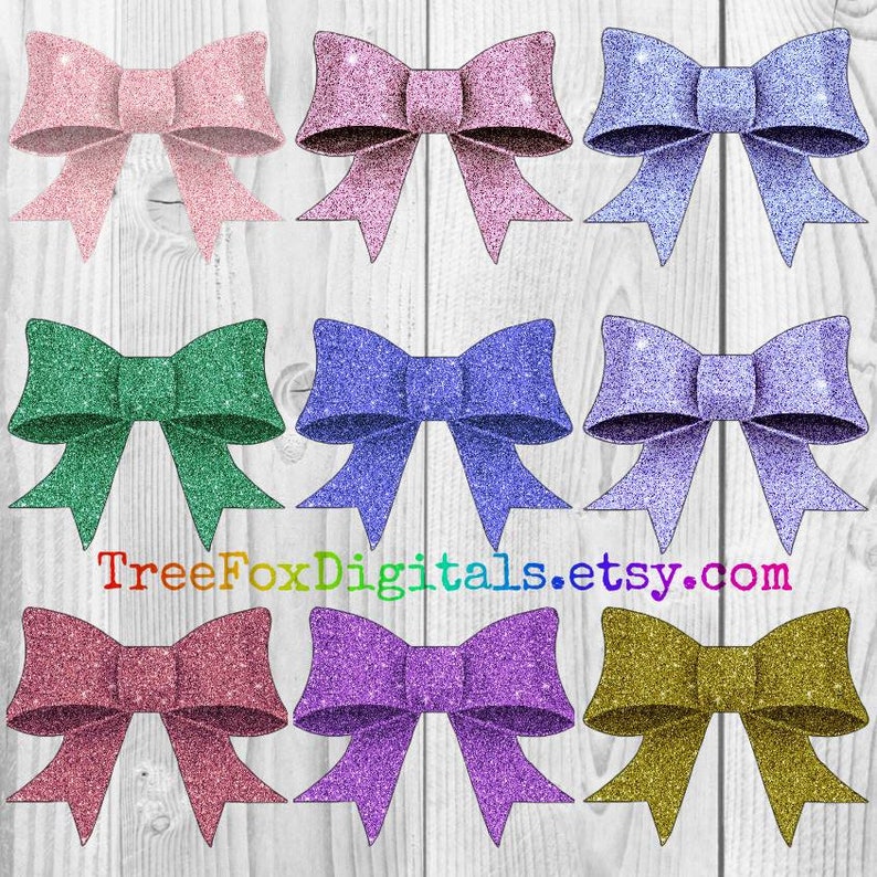 Glitter Bows Clip Art Bows Digital Stickers for Goodnotes - Etsy