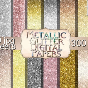 Metallic Glitter Digital Paper, Digital Paper Pack Glitter Metallic ...