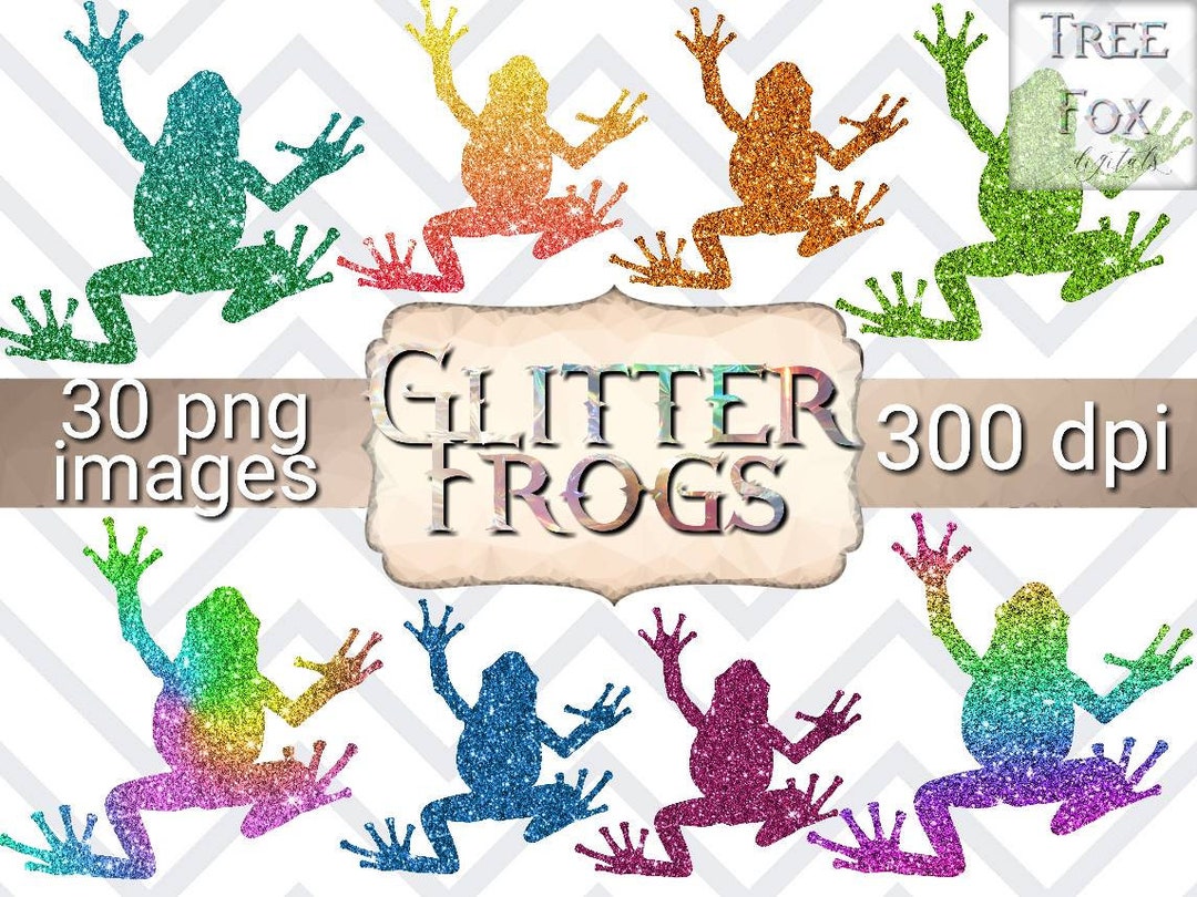 Glitter Frogs Clipart, Frog Clipart, Goodnotes Stickers Frogs ...