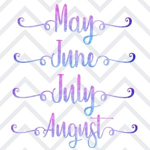 Watercolor Ombre Months Days Labels, Watercolor Digital Planner ...
