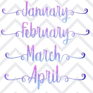 Watercolor Ombre Months Days Labels, Watercolor Digital Planner ...