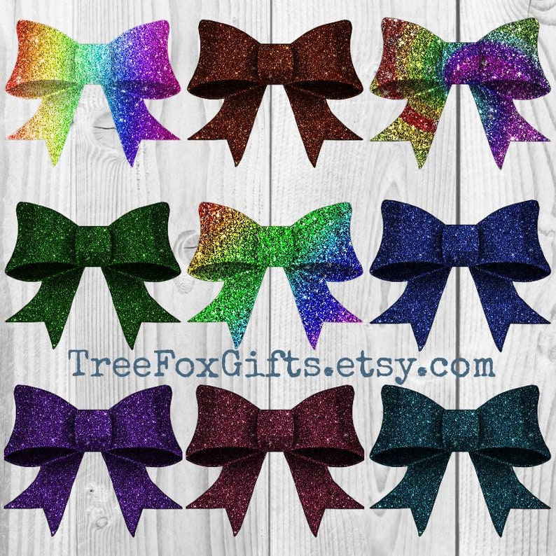 Glitter Bows Clip Art Bows Digital Stickers for Goodnotes - Etsy