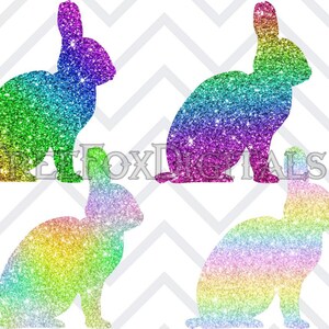 Glitter Bunnies Clipart, Clip Art Bunnies, Easter Bunny Clipart, Easter ...