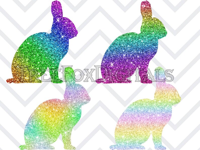 Glitter Bunnies Clipart Clip Art Bunnies Easter Bunny | Etsy
