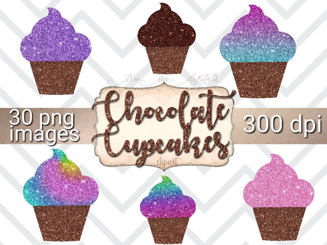 Glitter Chocolate Cupcake Clipart Digital Stickers, Rainbow Chocolate ...