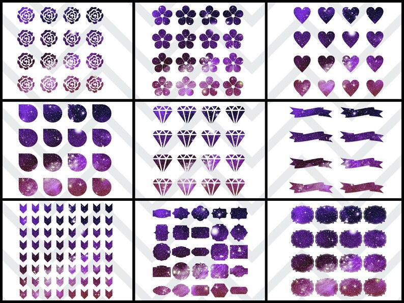 Galaxy Digital Planner Stickers, Digital Stickers Galaxy, Galaxy Washi ...