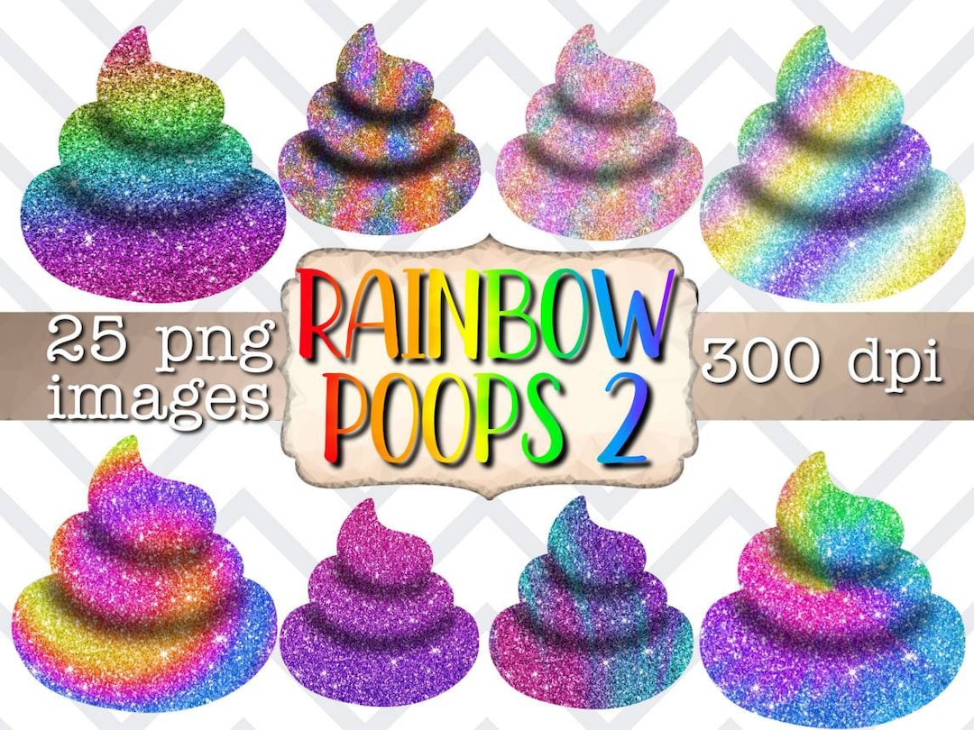 Rainbow Poops Glitter Clipart, Poop Clipart, Rainbow Glitter Poop ...