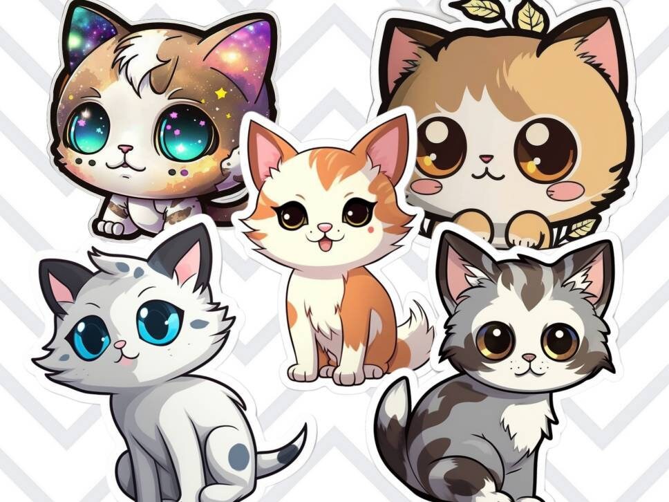 Cute Kittens Digital Stickers Goodnotes Chibi Kittens Clipart - Etsy