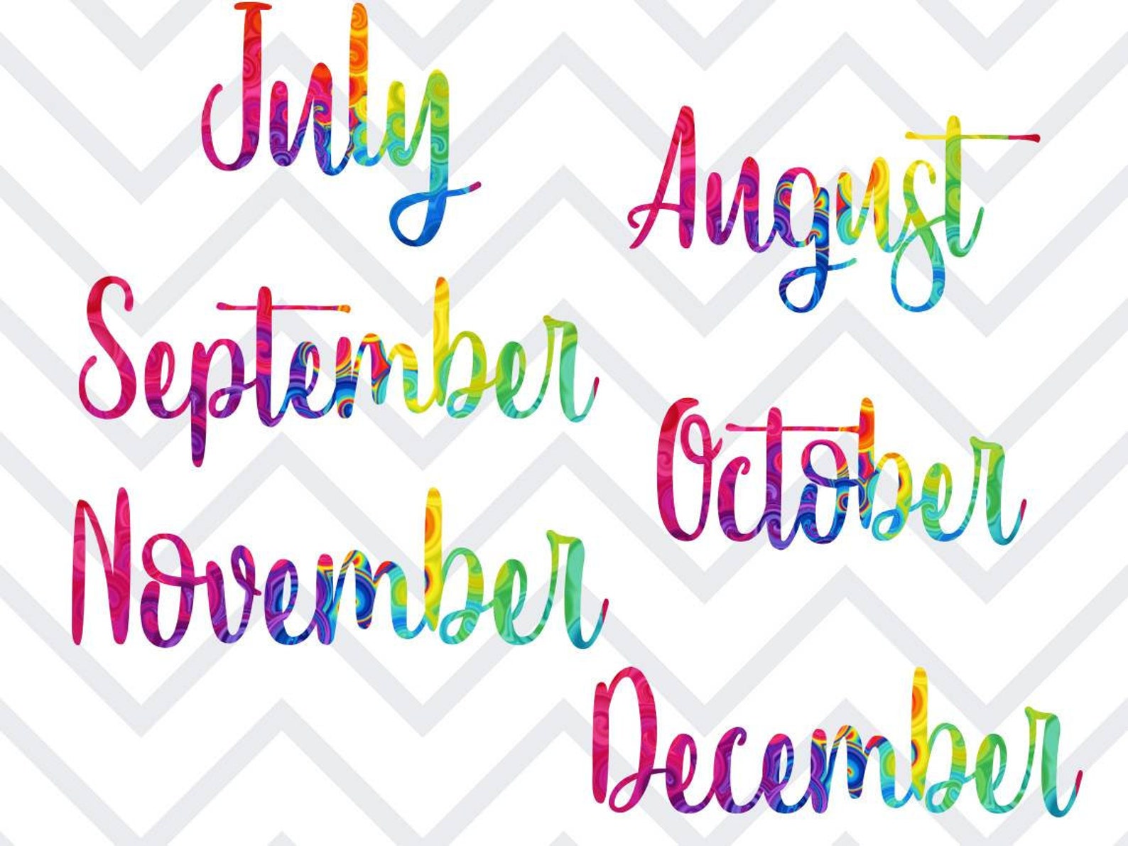 Digital stickers rainbow months days rainbow swirl planner | Etsy