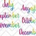 Digital Stickers Rainbow Months Days, Rainbow Swirl Planner Stickers ...
