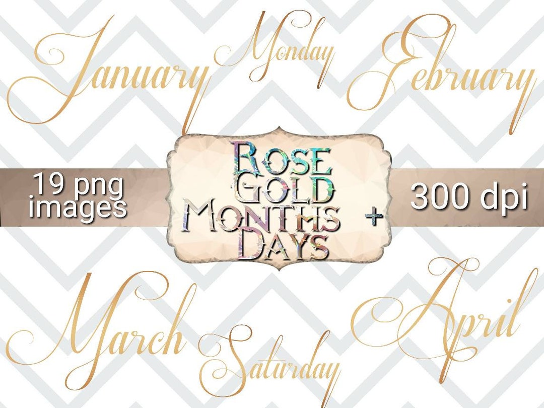 Digital Planner Stickers Rose Gold Months Days, Digital Stickers Rose ...