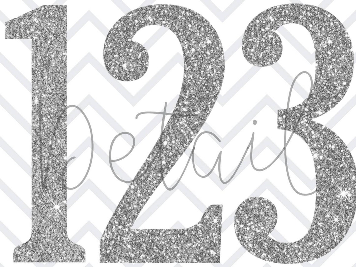 Digital Download Silver Glitter Numbers Clipart Digital - Etsy UK