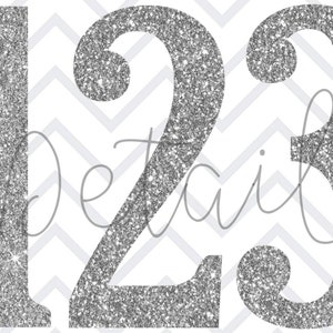 Digital Download Silver Glitter Numbers Clipart Digital Stickers for ...