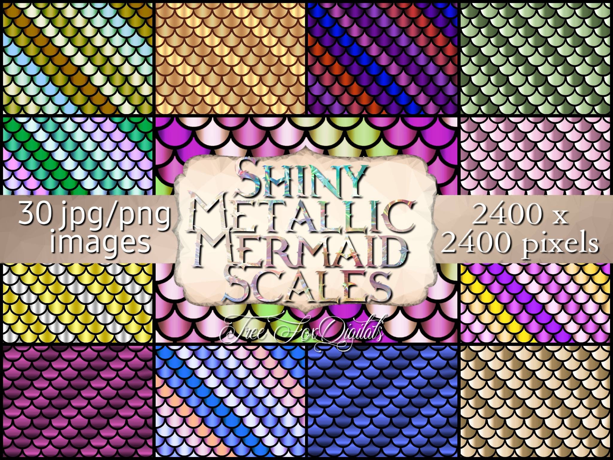 Mermaid scales digital paper metallic metallic mermaid scales | Etsy