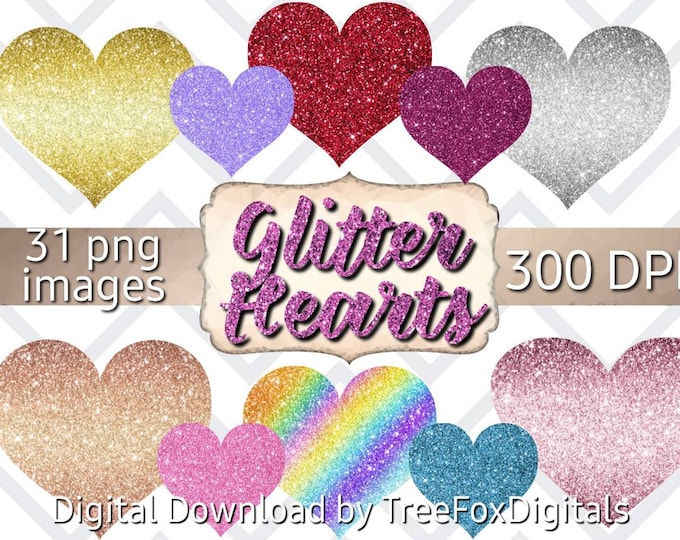 Glitter Hearts Clipart - Rainbow Heart Clip Art, Glittery Graphics, PNG ...