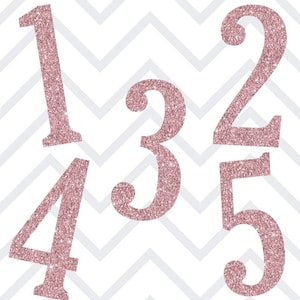 Rose Gold Glitter Numbers, Glitter Number Clipart, Glitter Number ...